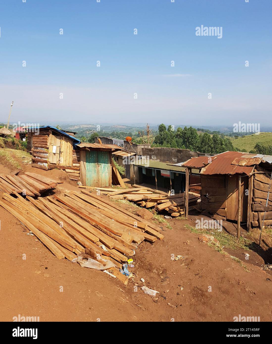 Some huts seen in the Kabarole District in Uganda, africa Stock Photo ...
