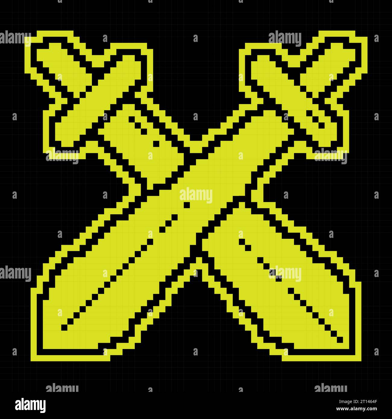 Pixel silhouette icon, apair of crossed knight swords. Tournament ...