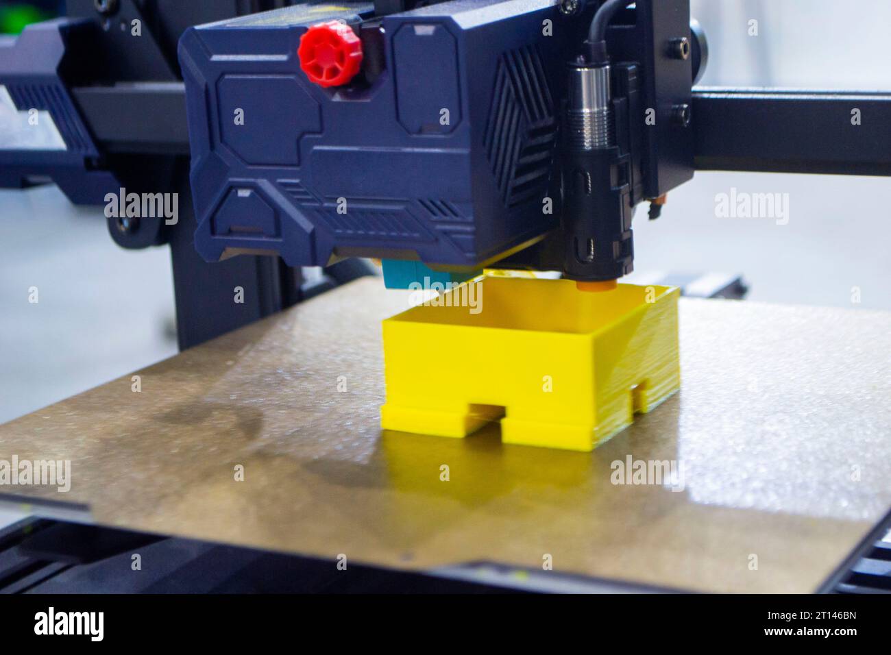 3D printer printing object close-up. Process creating three-dimensional ...