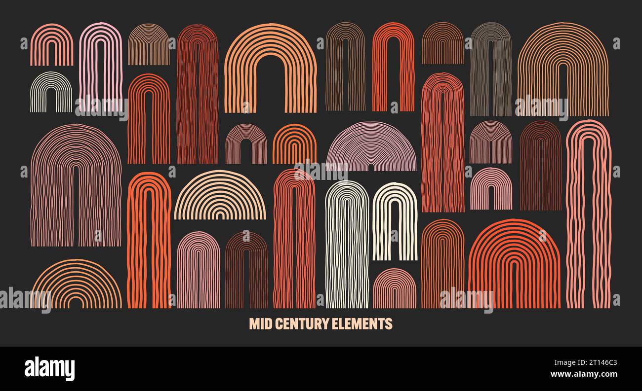 Mid century arch elements, modern geometric shapes. Contemporary design ...