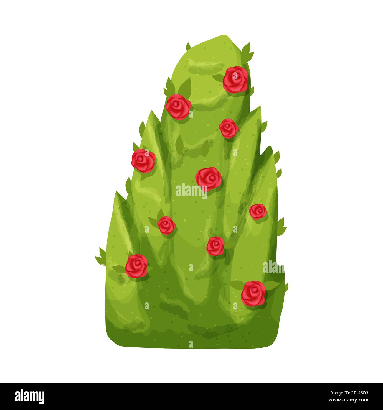 Hedge green bush with red flowers forest or backyard plant with leaves ...