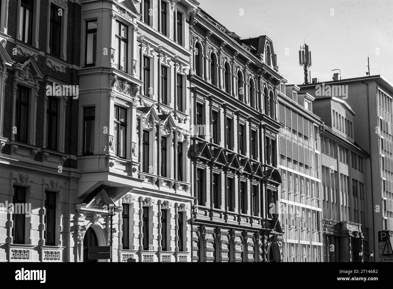 Detail on a faced of a house in the Waldstraßenviertel in Leipzig Stock ...