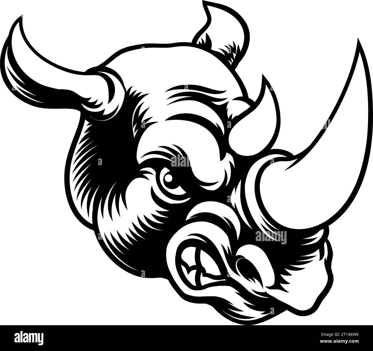 Rhino Rhinoceros Mean Angry Cartoon Sports Mascot Stock Vector Image ...