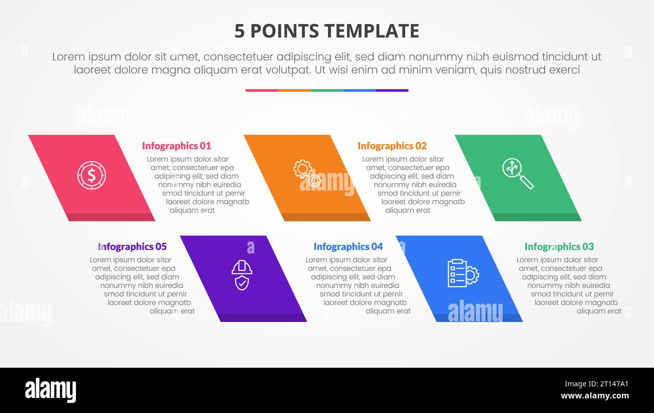 5 points stage template infographic concept for slide presentation with ...