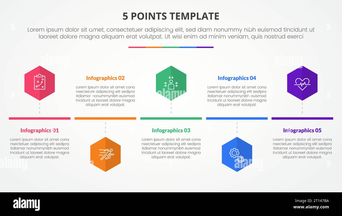 5 points stage template infographic concept for slide presentation with ...