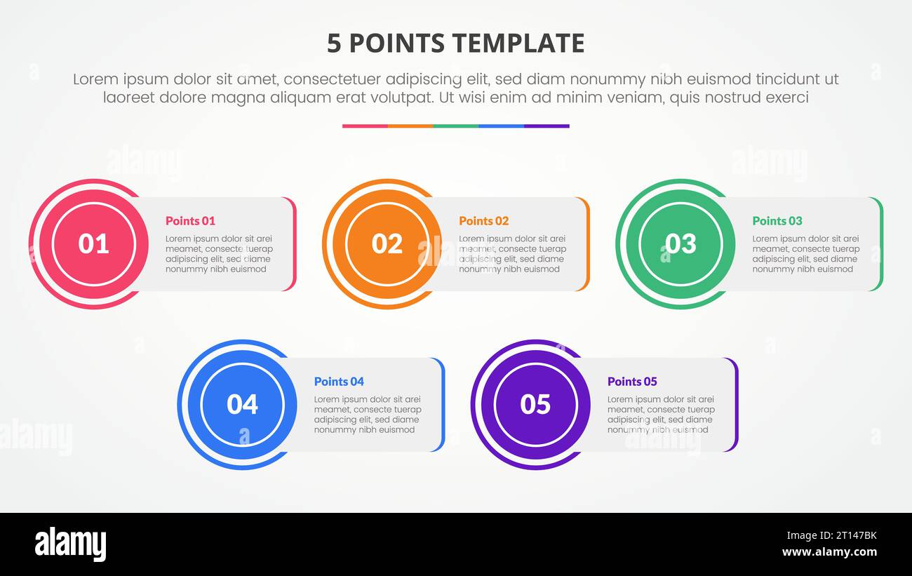 5 points stage template infographic concept for slide presentation with rectangle box with ...