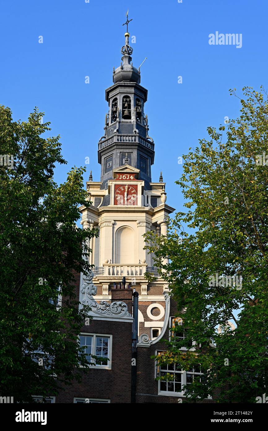 amsterdam, netherlands -- 2023.10.02: the steeple / tower of the ...