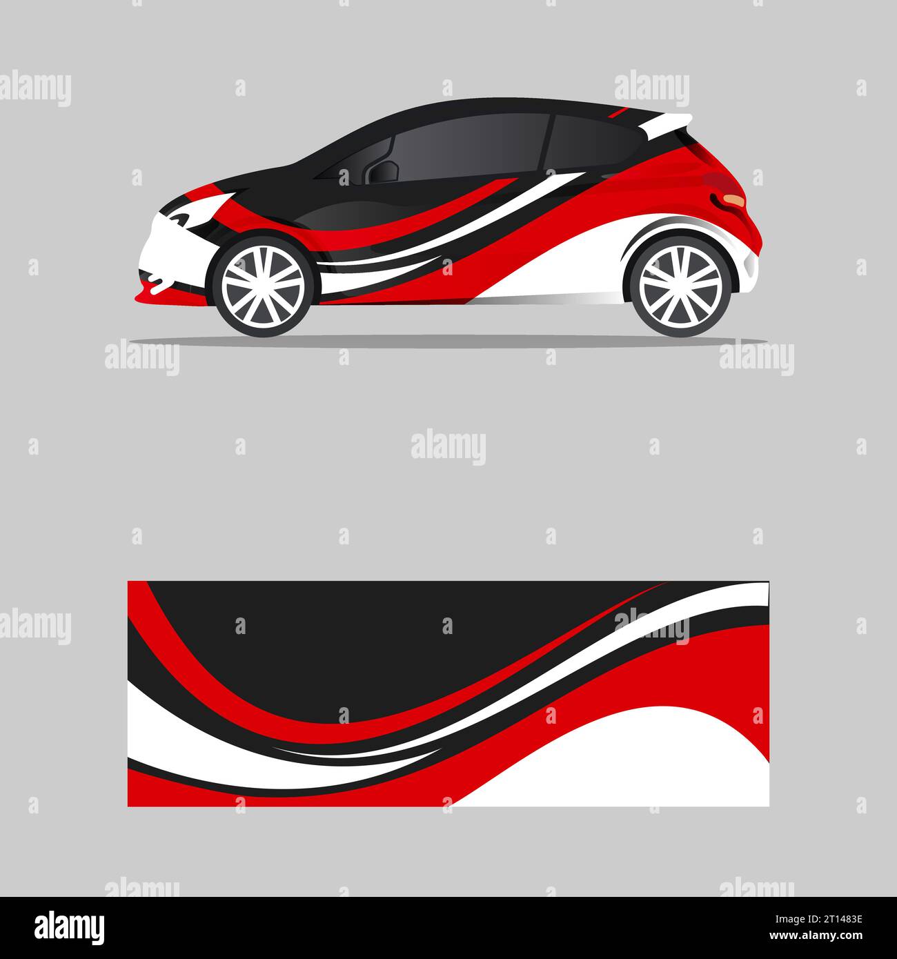 wrapping car decal red wavy style design vector Stock Vector Image ...