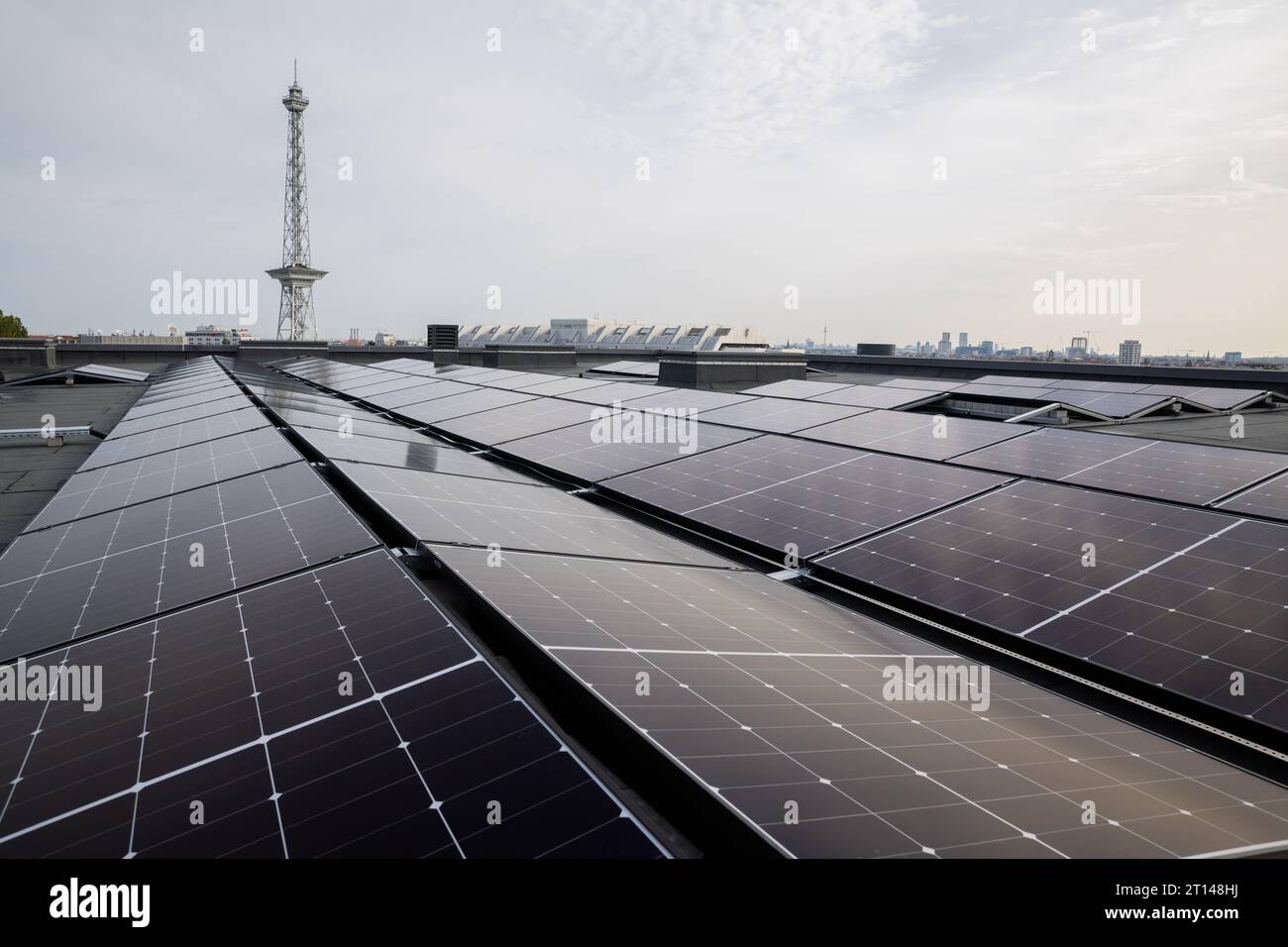 Berlin, Germany. 11th Oct, 2023. Solar panels are seen on the roof of ...