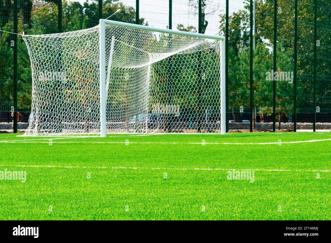 soccer gates. Football goal at the stadium. Football field with ...