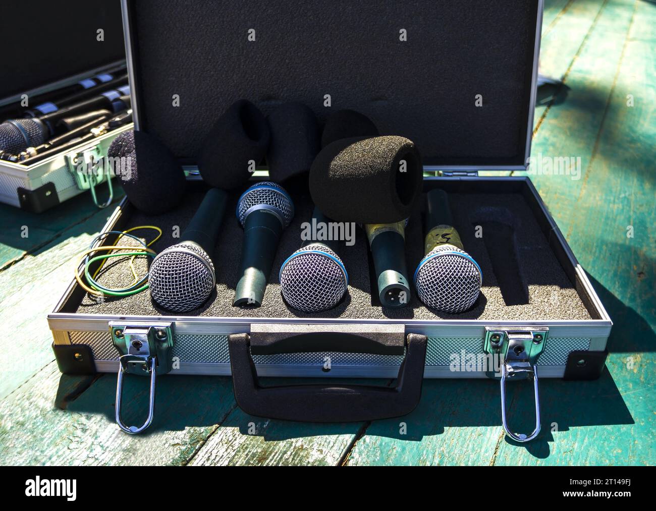 Microphones in a box. concept polyphony, different styles of music ...