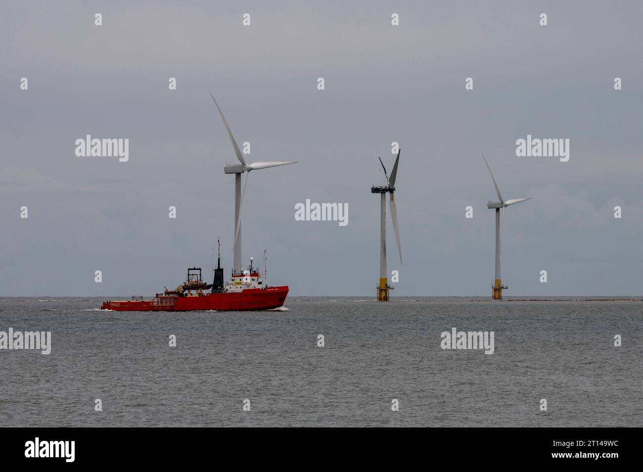 Fire damaged wind turbine Scroby Sand offshore wind farm Great Yarmouth ...