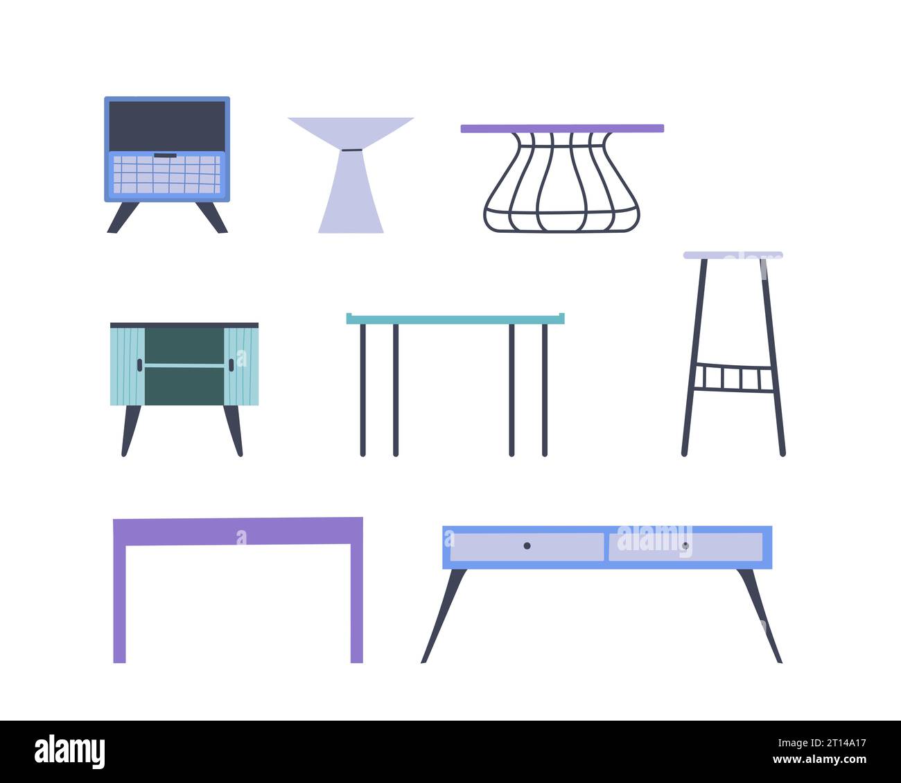 Set of tables and drawer for living room, terrace, bedroom, home office ...