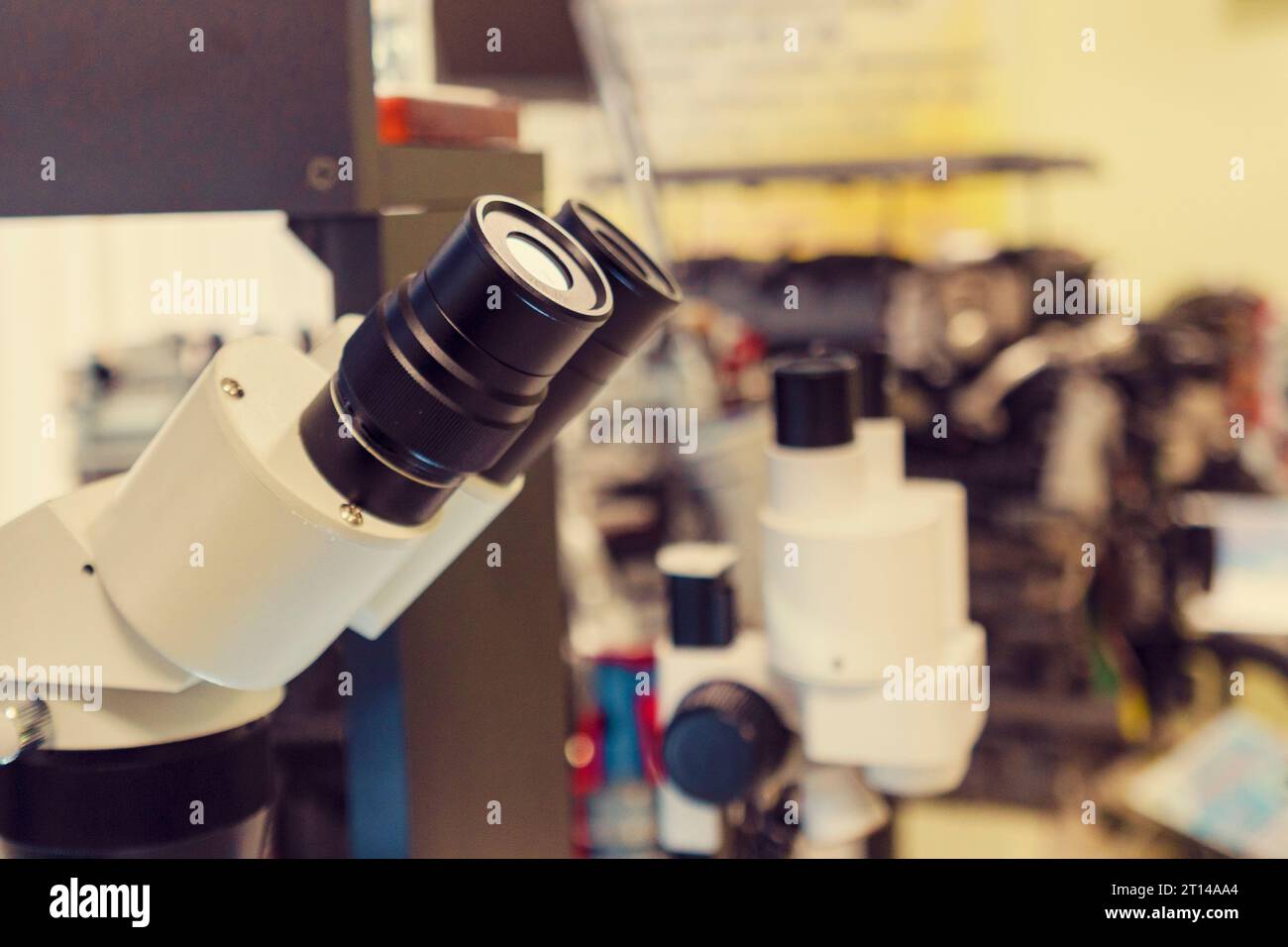 microscopes on a table of laboratory. Medical equipment. Laboratory ...