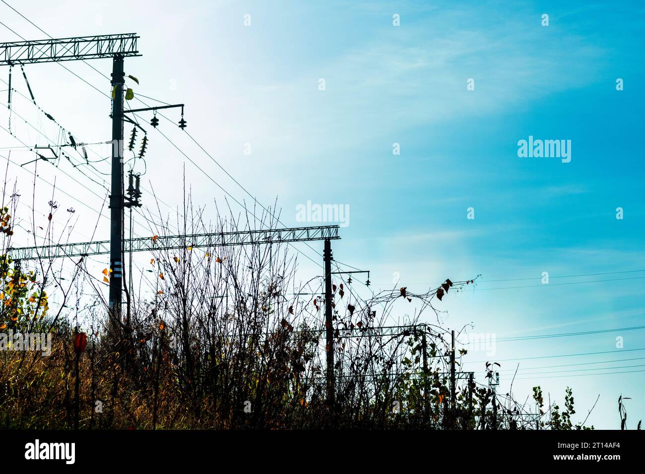 pole with wires. wires cables on Electric poles.A fiber optic cable ...