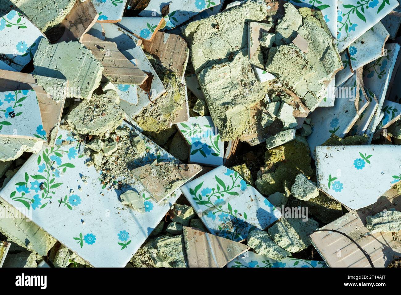 Splinters of a ceramic tile . Texture white pieces, shards against a ...