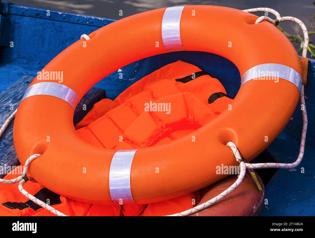 Orange lifebuoy. Rescue of drowning.Rescue drowning concept Stock Photo ...