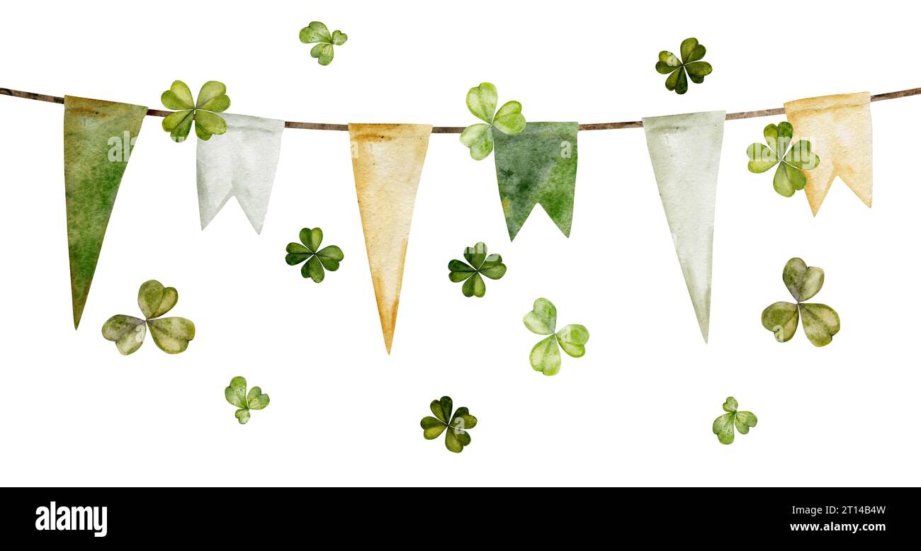 Watercolor hand drawn illustration, Saint Patrick holiday. Ireland ...