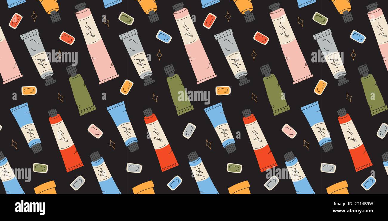 Seamless pattern with Paint tubes Stock Vector Image & Art - Alamy