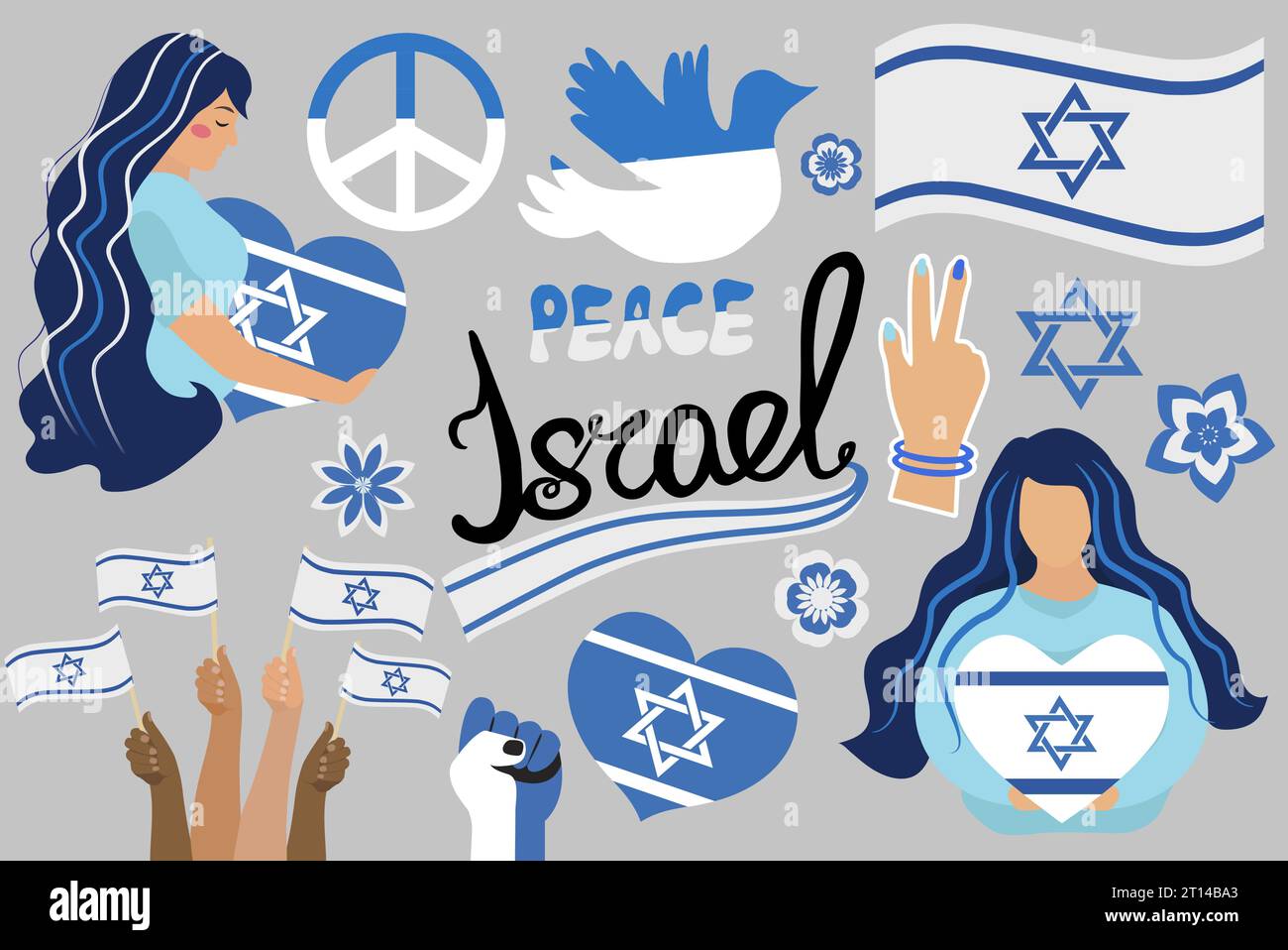 Israel icon set with flag, star of david. Pray for Israel collection ...