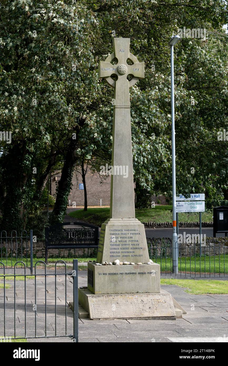 The war memorial in Corby old village, Northamptonshire, England, UK ...