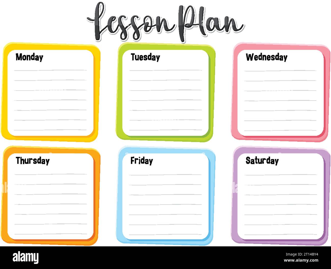 A vibrant template for organizing weekly lessons Stock Vector Image ...