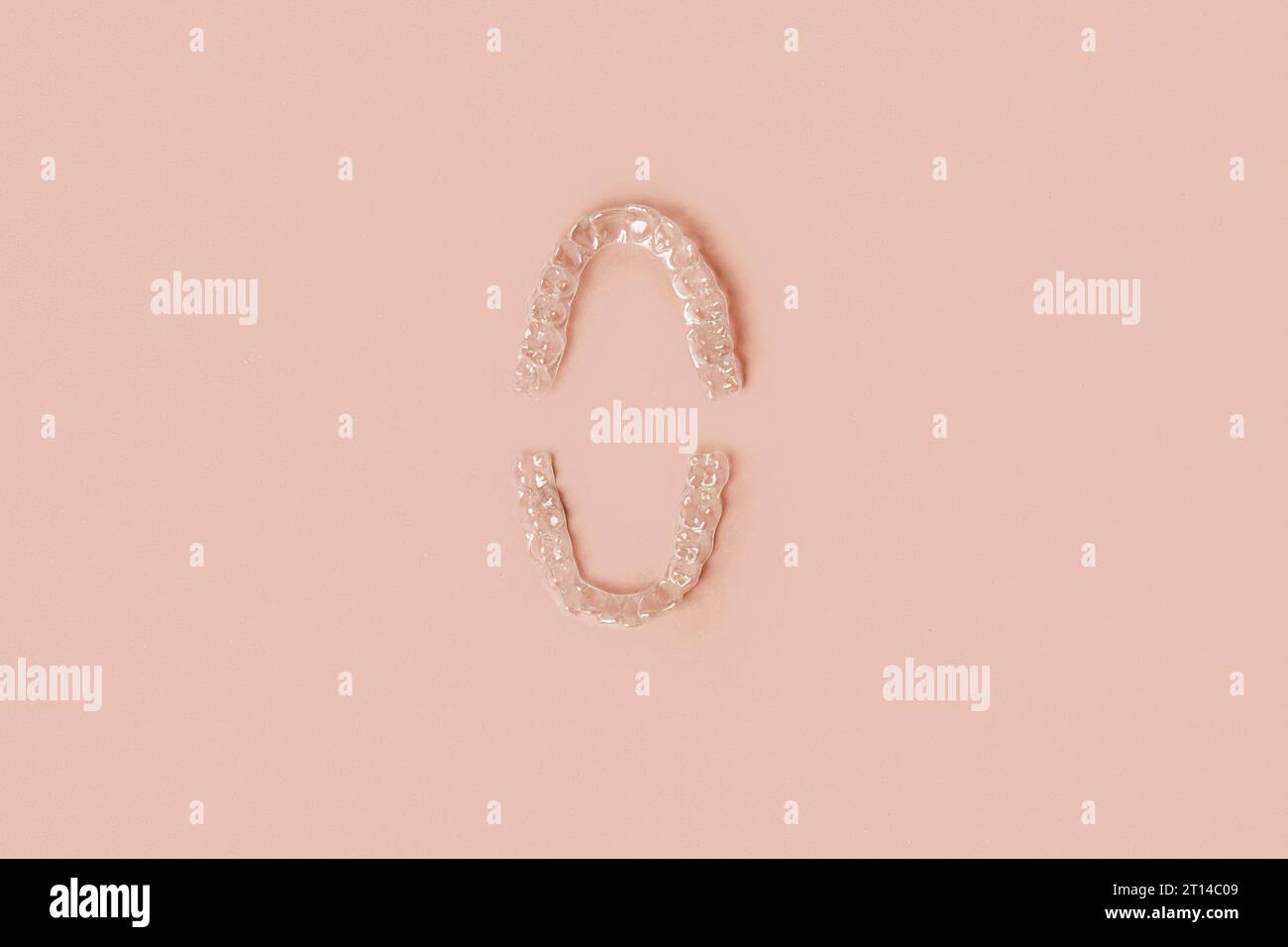 Transparent Dental Clear Aligners on Beige. Invisible Braces ...