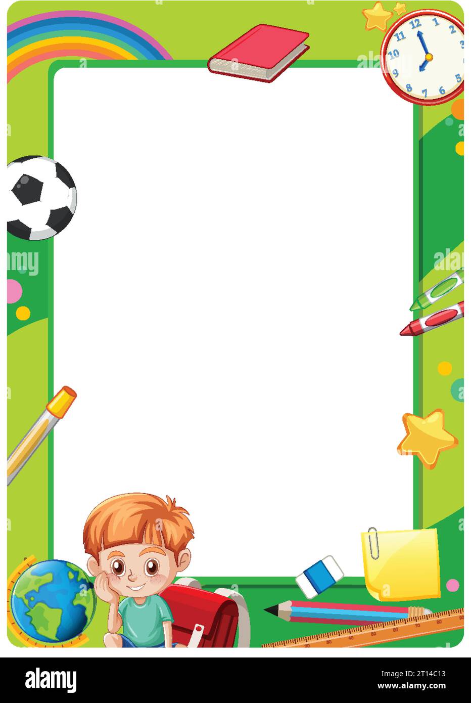 Vector illustration of a cute cartoon boy student with learning tools ...
