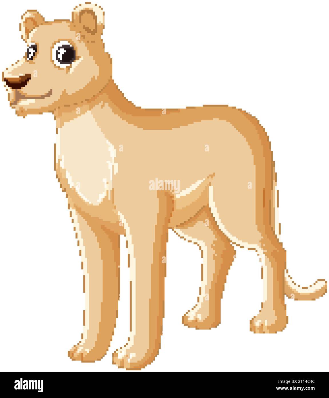 A lively female lion cartoon character standing on a white background ...