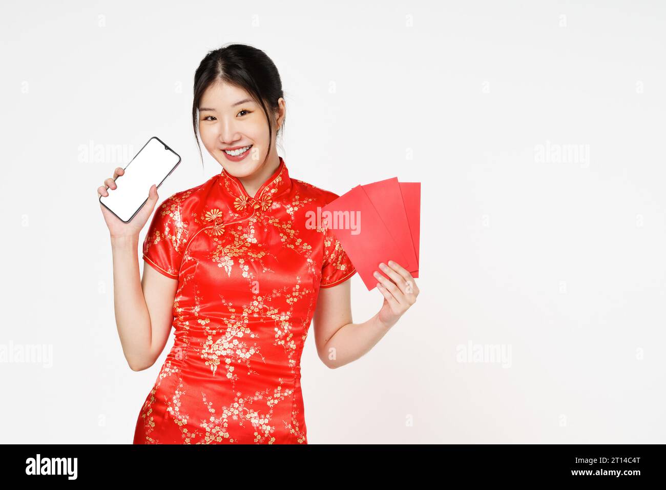 Woman wearing festive red hi-res stock photography and images - Alamy