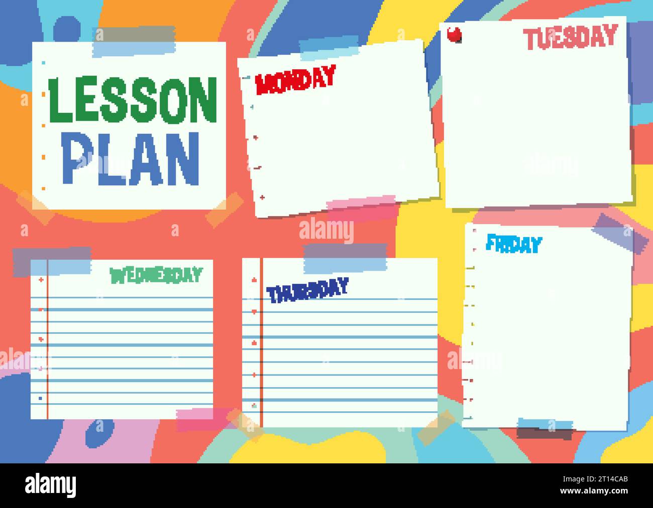 A vibrant and abstract daily lesson plan template Stock Vector Image ...