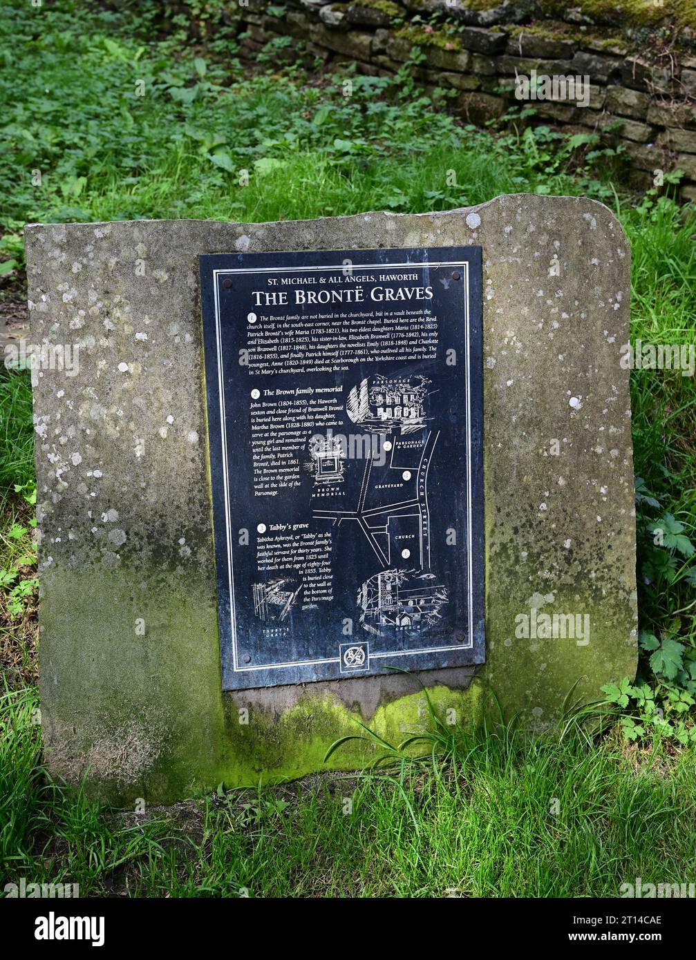 Notice about the Bronte graves beside the church of St Michael and All ...