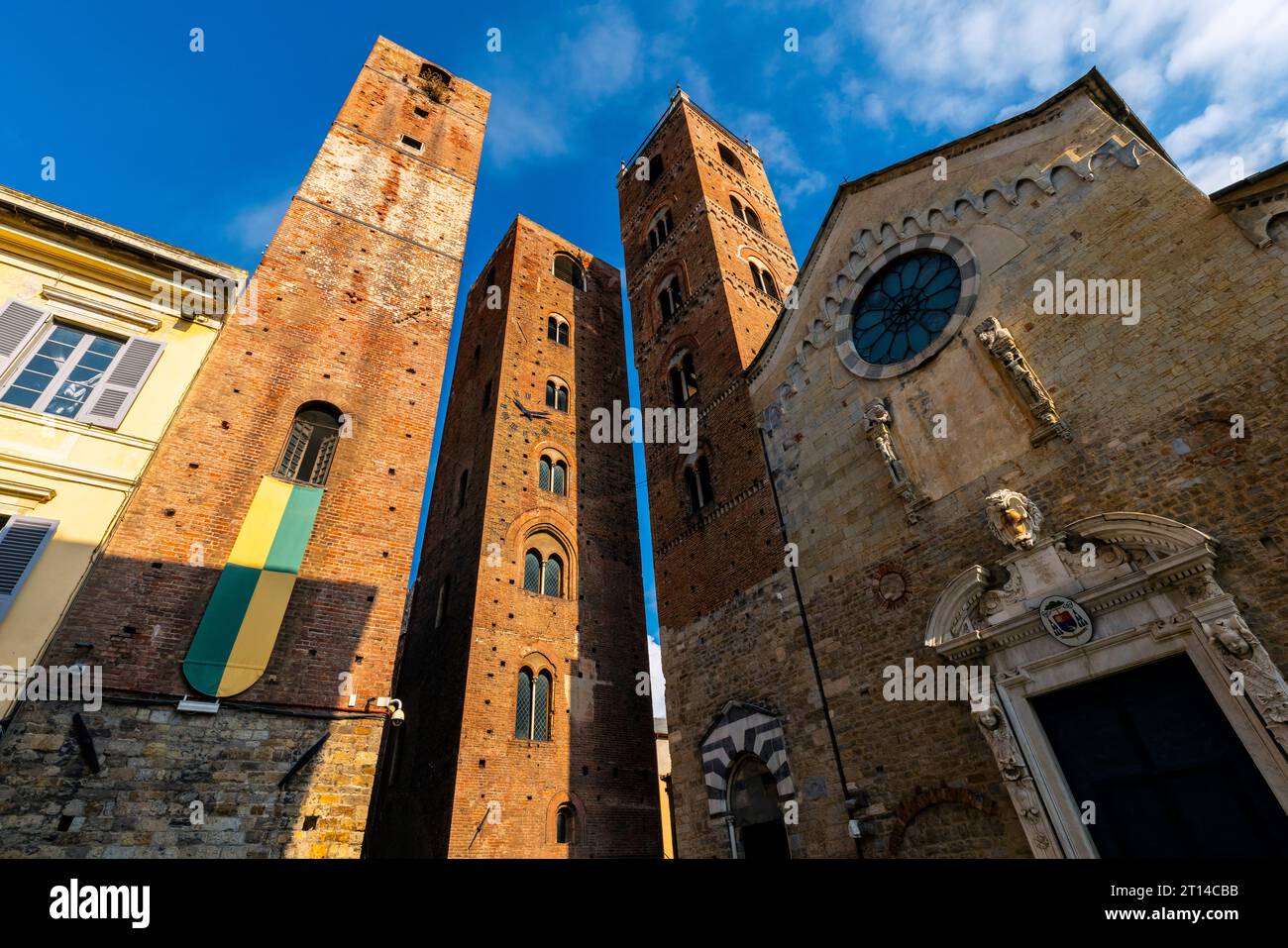 Cathedral of St Michael Archangel surrounded by towers in medieval ...