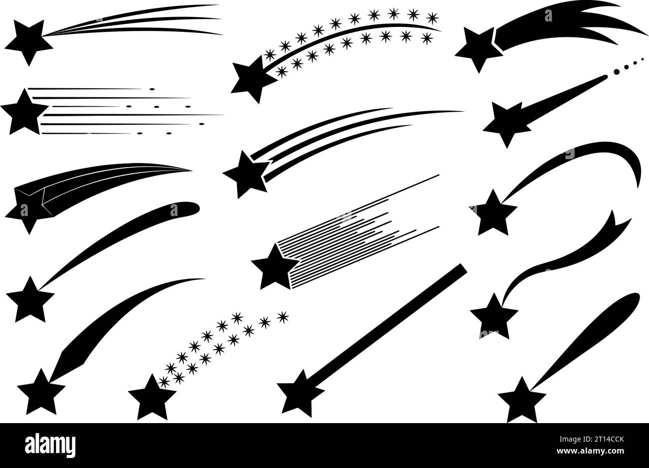 Illustration of different shooting stars isolated on white Stock Vector ...