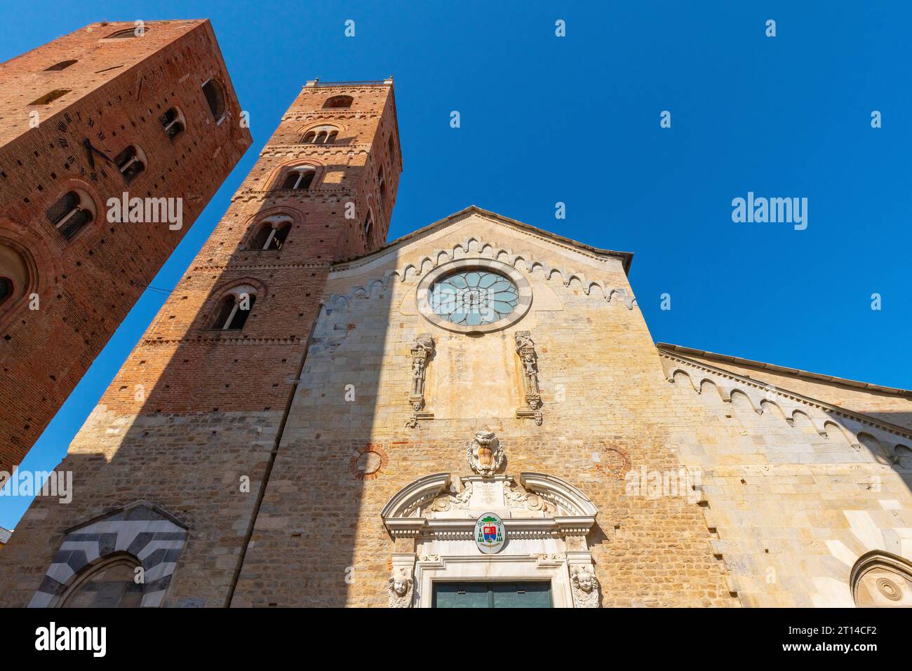 Cathedral of St Michael Archangel surrounded by towers in medieval ...
