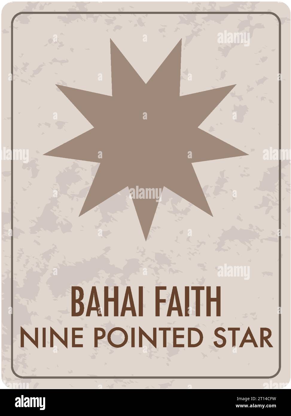 Colorful cartoon card featuring the symbol of the Bahai Faith Stock ...