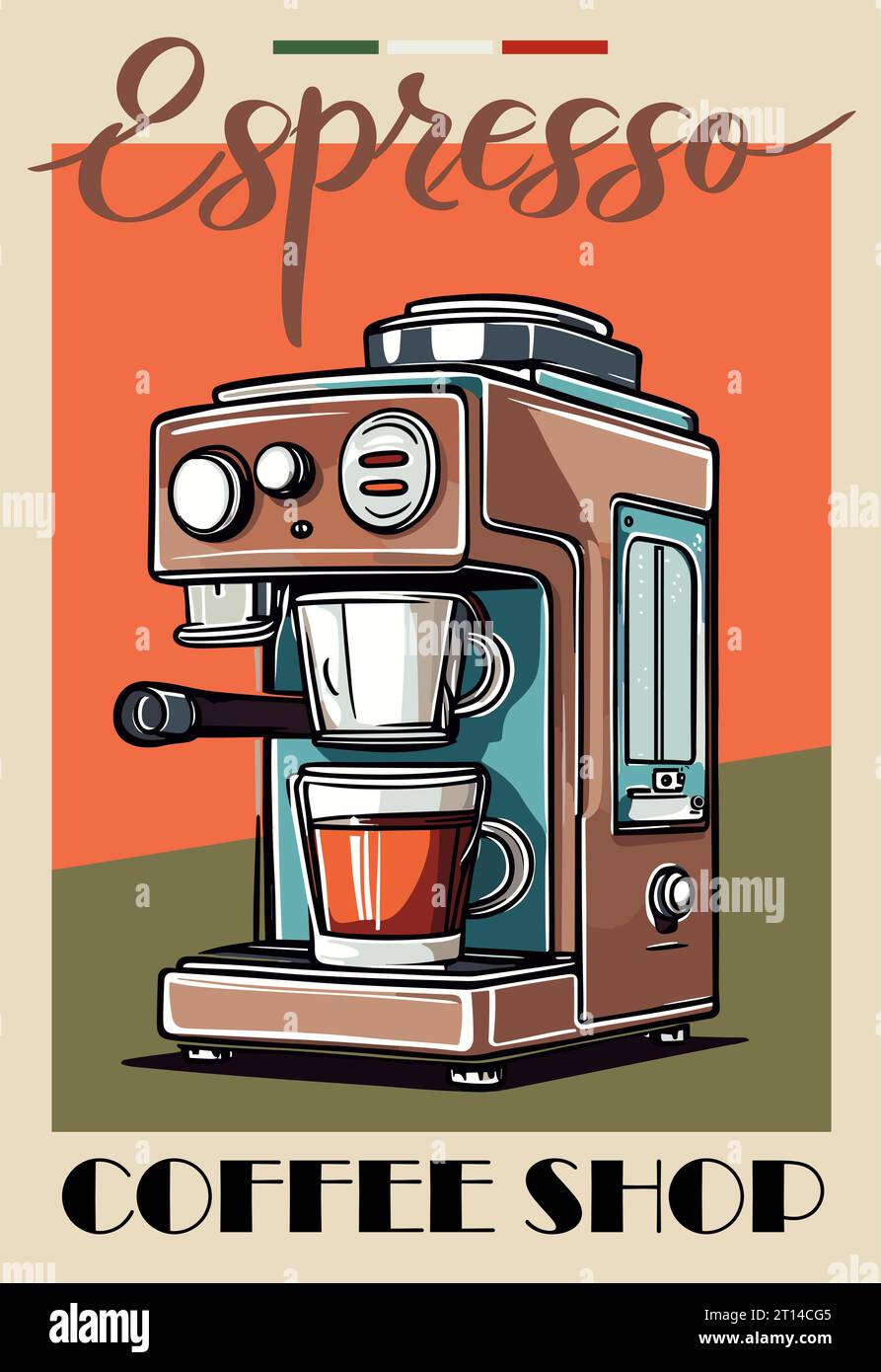 Retro poster with Coffee machine vector design Stock Vector Image & Art ...