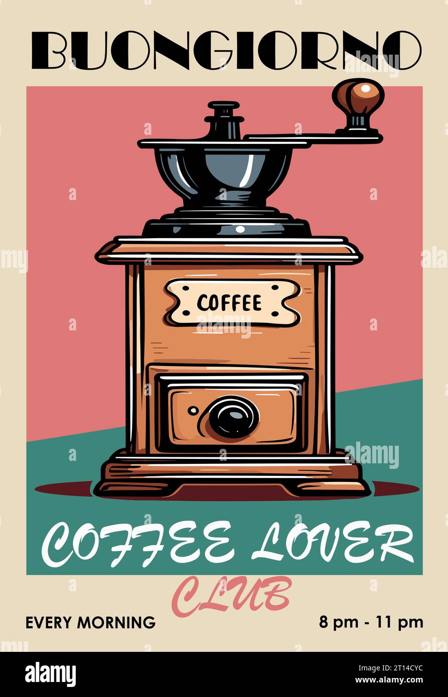 Good morning in Italian retro poster vector art Stock Vector Image ...