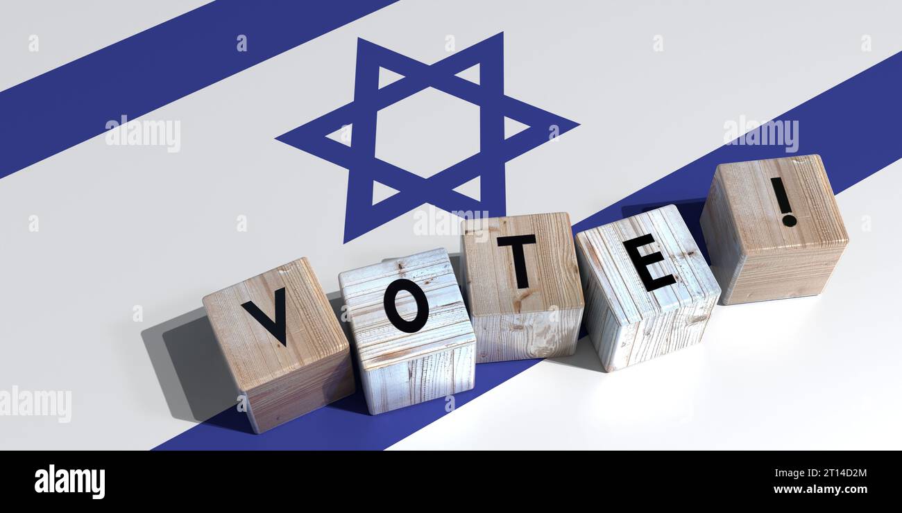 Israel - vote cube words and national flag - election concept - 3D ...