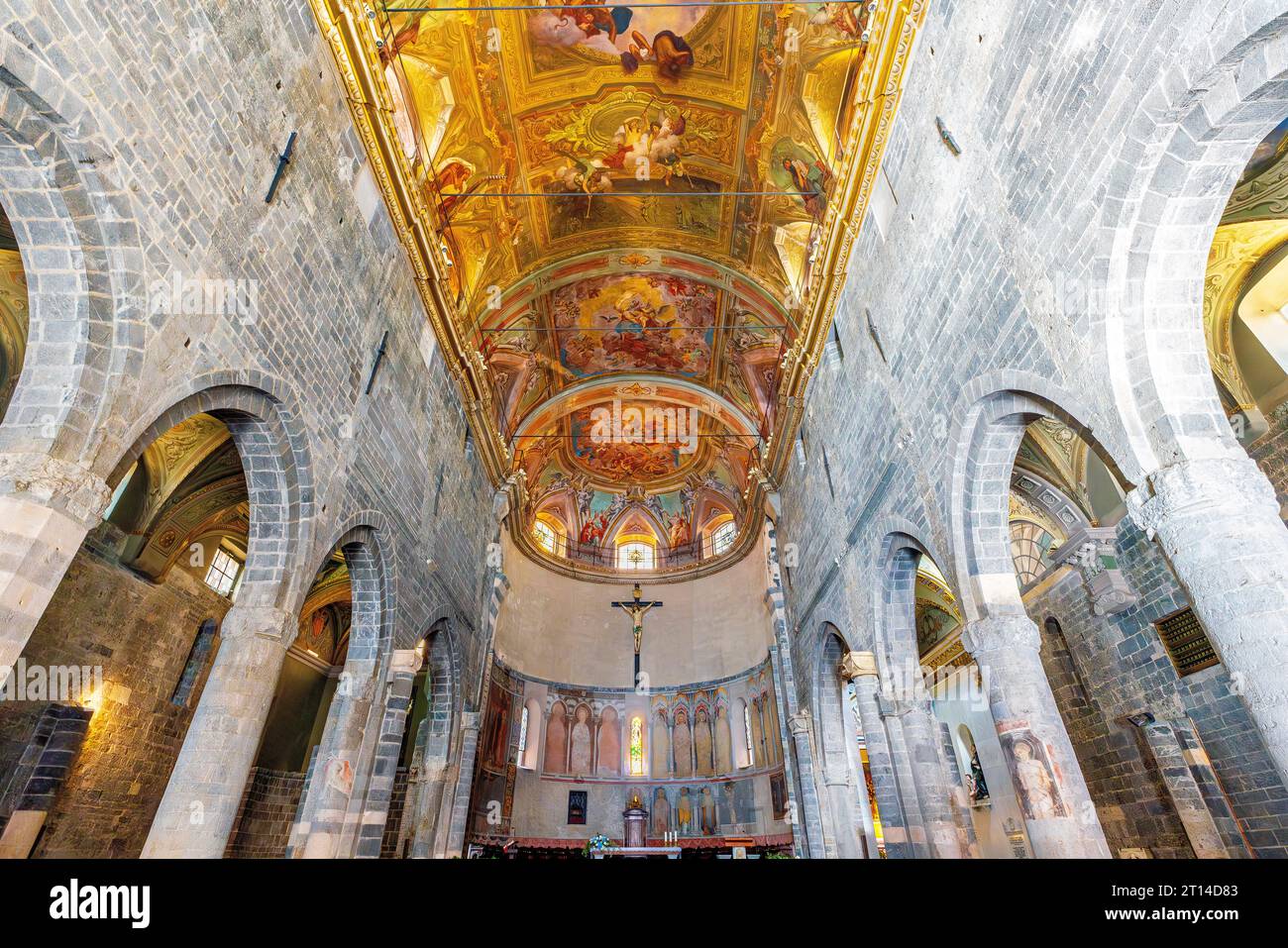 Central nave covered by frescos. Albenga Cathedral. Cathedral of St ...