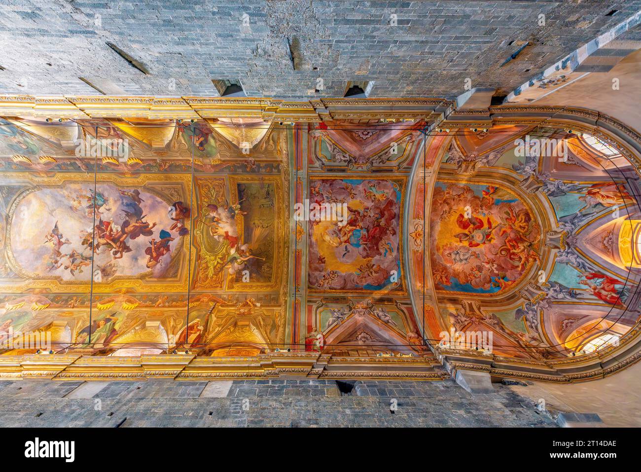 Central nave covered by frescos. Albenga Cathedral. Cathedral of St ...