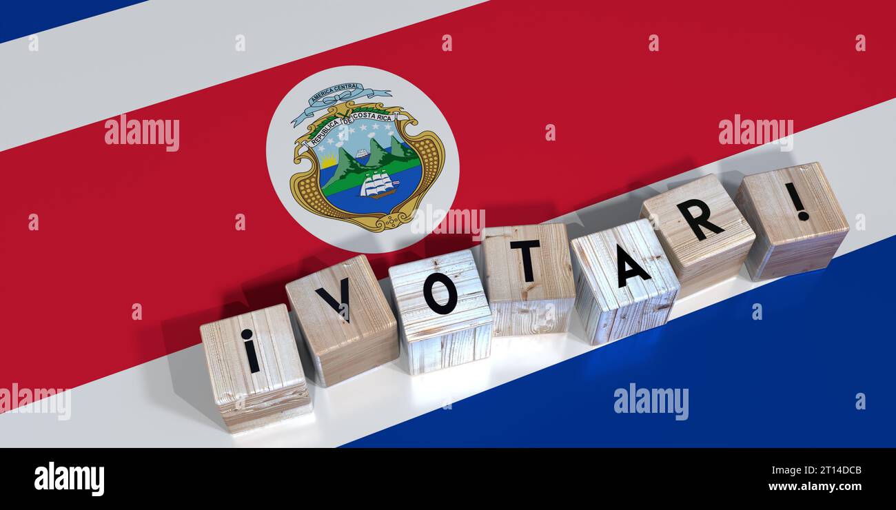 Costa Rica - vote cube words and national flag - election concept - 3D ...