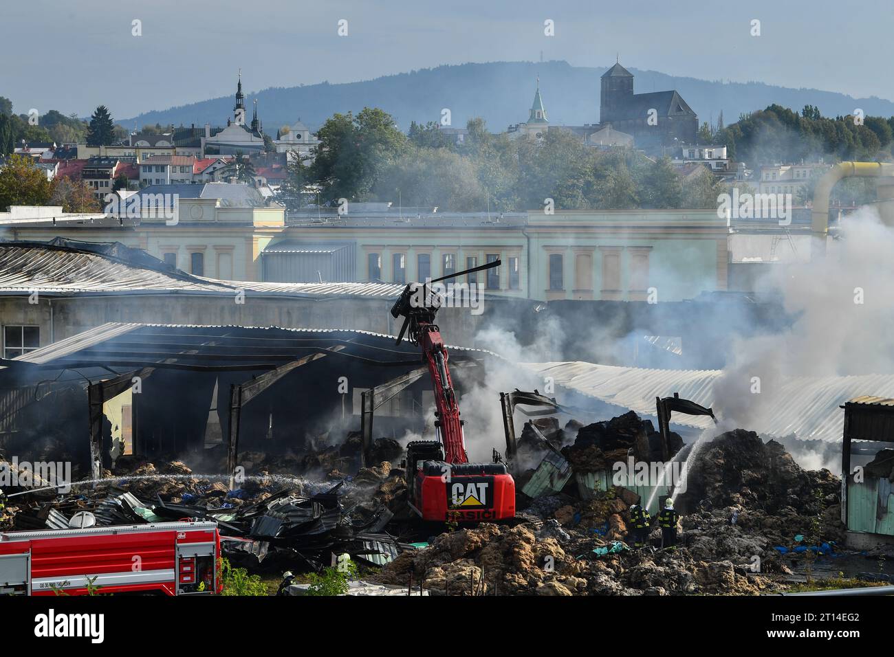Turnov, Czech Republic. 11th Oct, 2023. Firefighters intervene at a ...