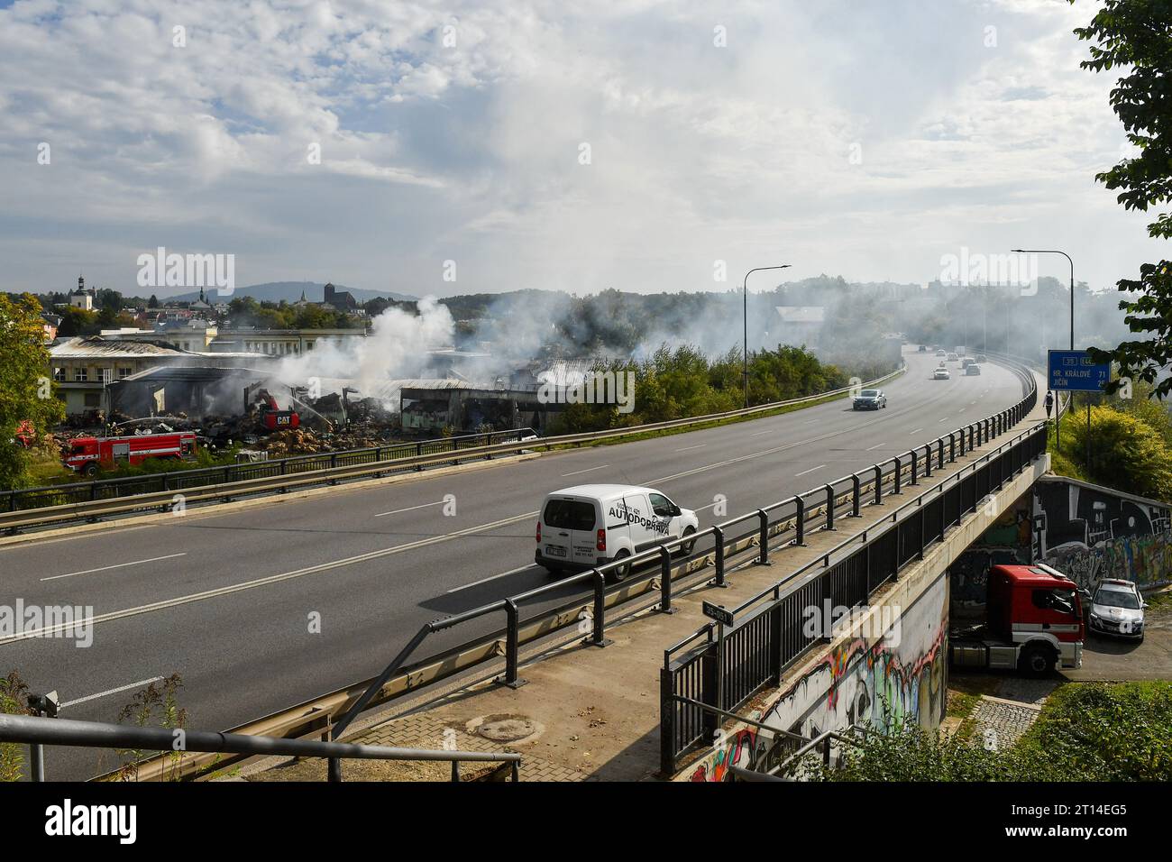 Turnov, Czech Republic. 11th Oct, 2023. Firefighters intervene at a ...
