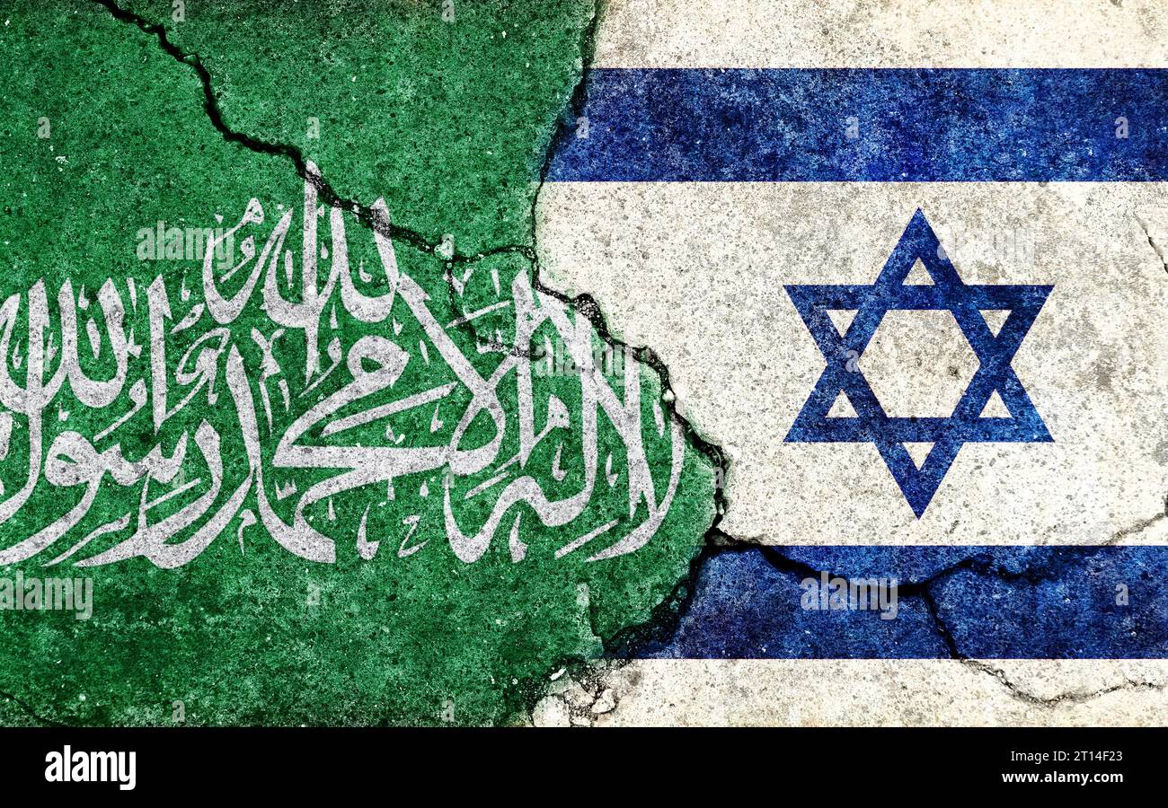 Israel vs Hamas (War crisis , Political conflict). Grunge country flag ...