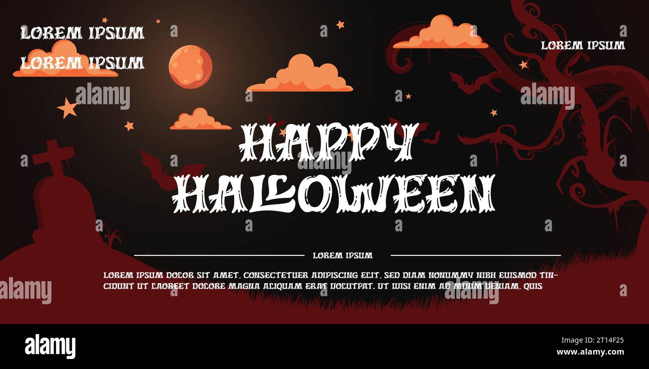 Happy Halloween horizontal poster template design Halloween festival ...