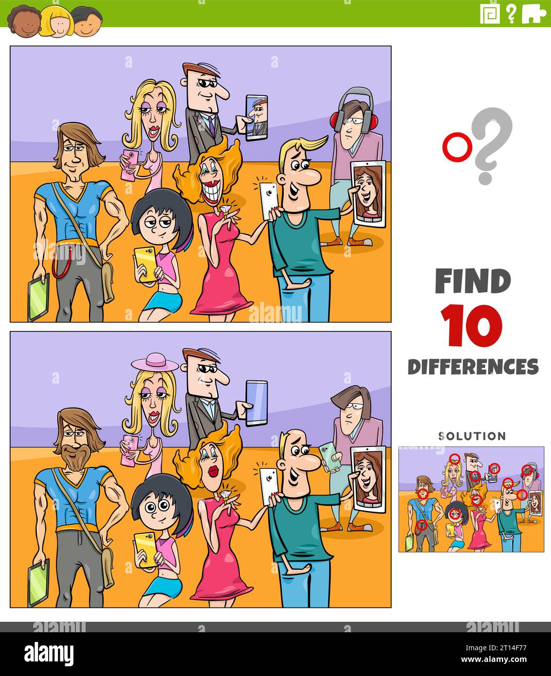 Cartoon illustration of finding the differences between pictures ...
