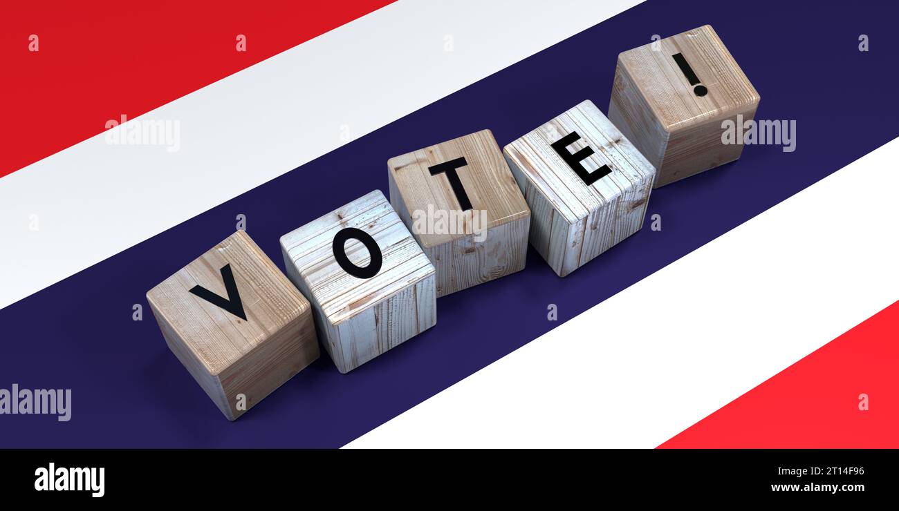 Thailand - vote cube words and national flag - election concept - 3D ...