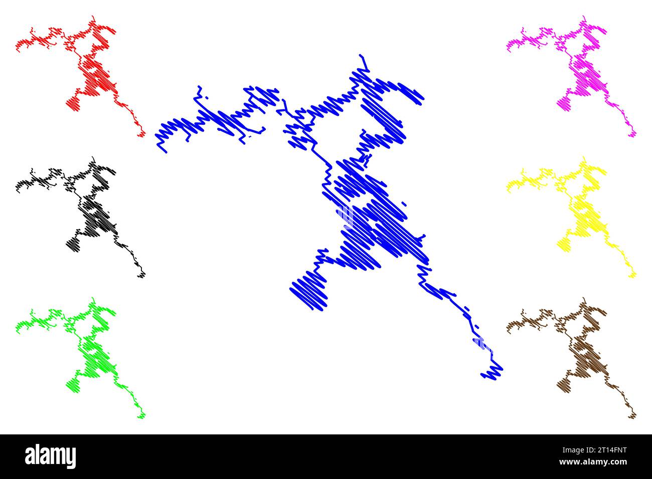 Lake Seliger (Russia, Russian Federation, Tver Oblast) map vector illustration, scribble sketch ...