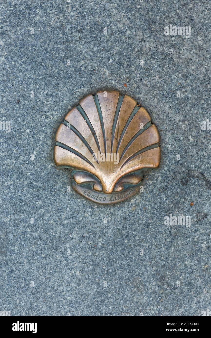 Kaunas, Lithuania AUGUST 16, 2023. Compostela Scallop Shell on the ...